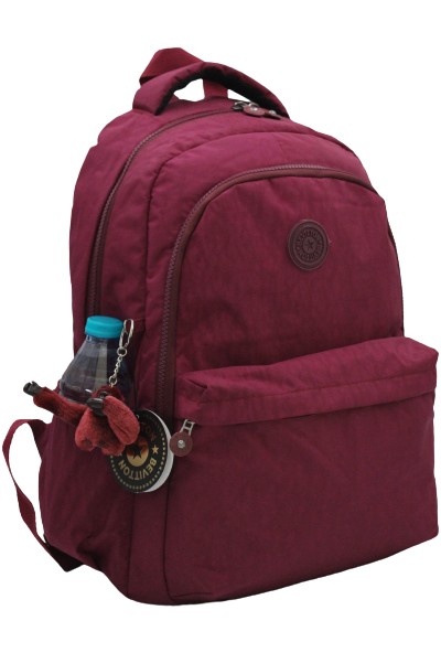 Bevitton Krinkıl Su Geçirmez Kumaş Moden Bordo Unisex Kadın Okul Sırt Çantası 2200