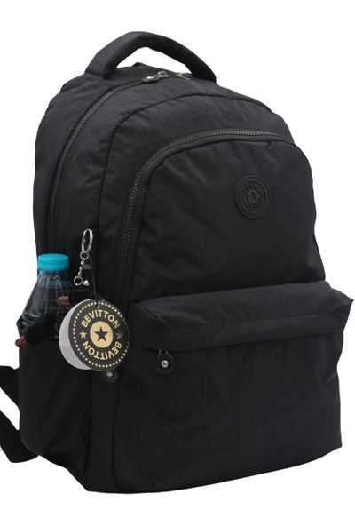 Bevitton Krinkıl Su Geçirmez Kumaş Moden Siyah Unisex Kadın Okul Sırt Çantası 2200