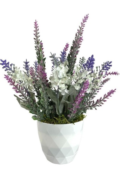 Nettenevime Yapay Çiçek Beyaz Saksıda Beyaz Lavanta Dekoratif Masa Çiçeği Nettenevime Yapay Çiçek Beyaz Saksıda Beyaz Lavanta Dekoratif Masa Çiçeği