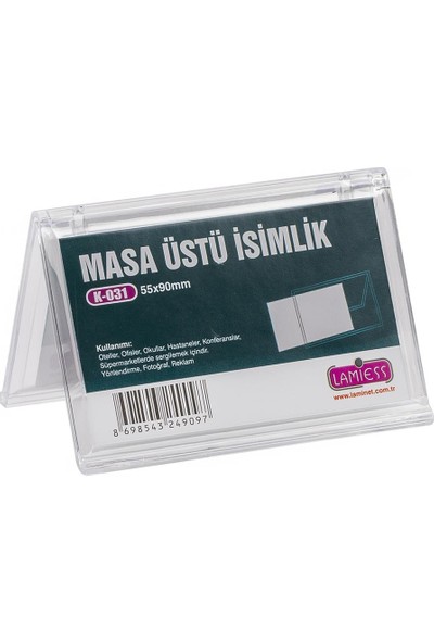 Lamiess K-031 Masaüstü Isimlik Yatay 10'lu Lamiess K-031 Masaüstü Isimlik Yatay 10'lu