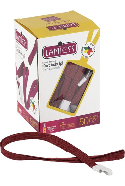 Lamiess Kart Askı Ipi Plastik Kancalı Bordo