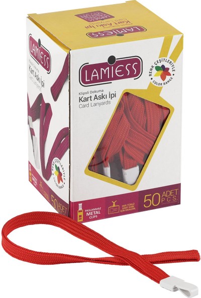 Lamiess Kart Askı Ipi Plastik Kancalı Kırmızı