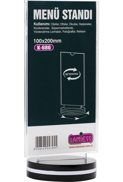 Lamiess K-686 Masaüstü Menü Stand 3 'lü Lamiess K-686 Masaüstü Menü Stand 3 'lü