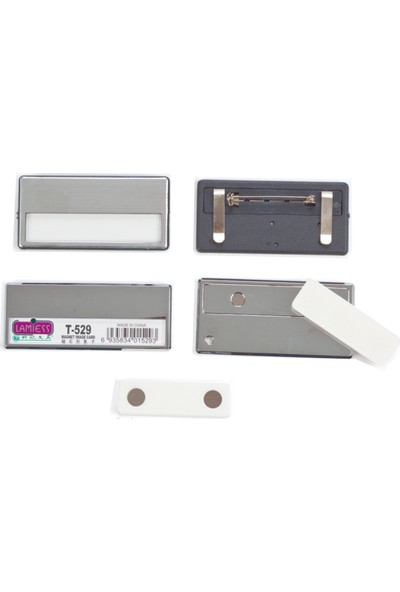 Lamiess T-528S Gümüş Mıknatıslı Yaka Isimliği 25'li