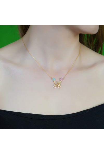 Ezila Silver Bisikletli Aşk Kolyesi