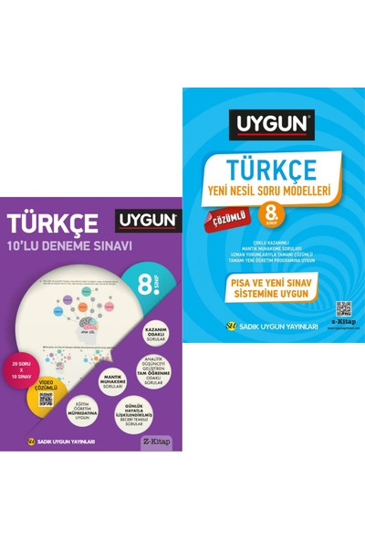 Sadık Uygun Yayınları 8. Sınıf Türkçe Yeni Nesil Soru Modelleri + Türkçe 10' Lu Deneme Sınavı Sadık Uygun Yayınları 8. Sınıf Türkçe Yeni Nesil Soru Modelleri + Türkçe 10' Lu Deneme Sınavı