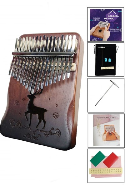 Midex KLX-520 Hakiki Ağaç Kalimba Geyik Desenli Ahşap Full Set 17 Çelik Tuşlu Midex KLX-520 Hakiki Ağaç Kalimba Geyik Desenli Ahşap Full Set 17 Çelik Tuşlu