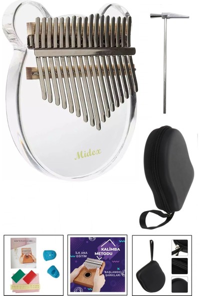 Midex KLX-6000 Şeffaf Cam Kalimba GİGBAGLİ Paslanmaz Çelik 17 Tuşlu Full Set Midex KLX-6000 Şeffaf Cam Kalimba GİGBAGLİ Paslanmaz Çelik 17 Tuşlu Full Set