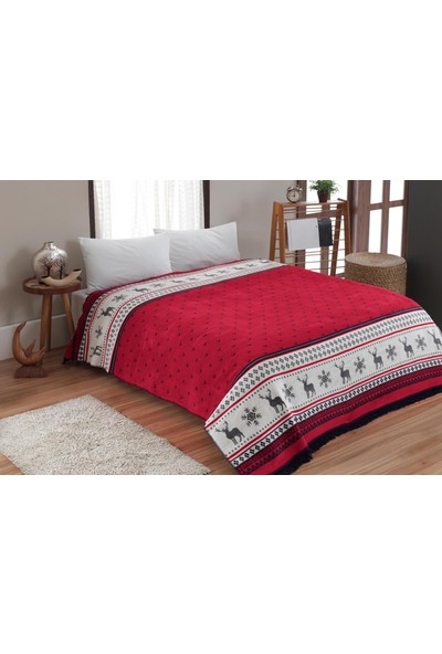 Dolce Bonita Home Çift Kişilik Pamuklu Battaniye 200X220 Carmelo Kırmızı Lacivert Dolce Bonita Home Çift Kişilik Pamuklu Battaniye 200X220 Carmelo Kırmızı Lacivert