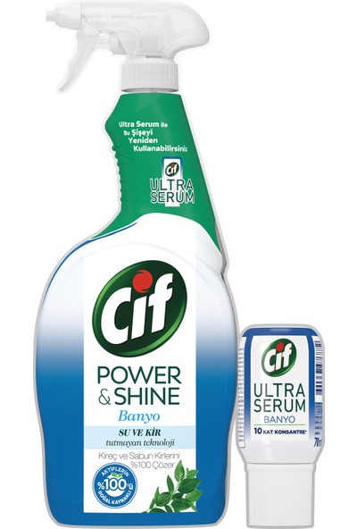 Cif Power&Shine Banyo 750 ML + Ultra Serum Banyo Cif Power&Shine Banyo 750 ML + Ultra Serum Banyo