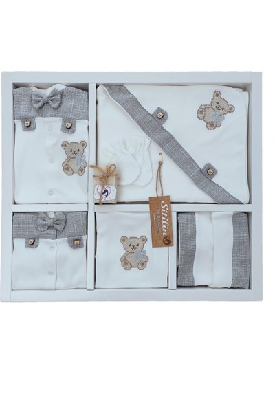 Sitilin Erkek Bebek Gri Natural Lüx Kanaviçeli Hastane Çıkışı Sitilin Erkek Bebek Gri Natural Lüx Kanaviçeli Hastane Çıkışı