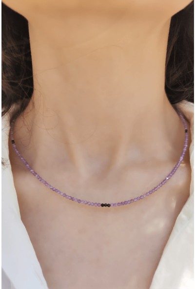 Opia Ametist Doğal Taş Kolye