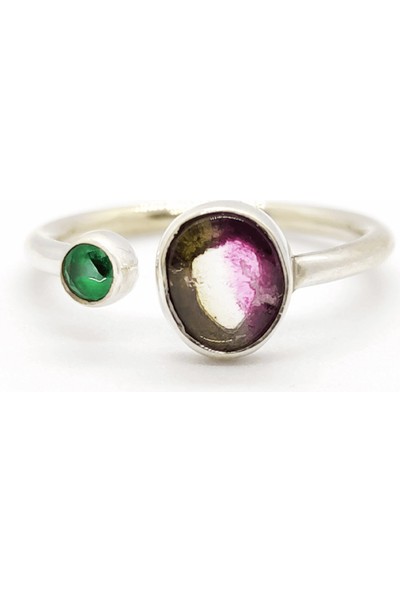 Opia Karpuz Turmalin Taşı Gümüş Yüzük 2 Opia Karpuz Turmalin Taşı Gümüş Yüzük 2