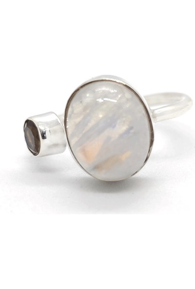 Opia Ay Taşı & Ametist Taşı Gümüş Yüzük