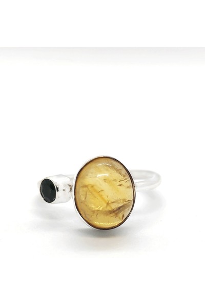 Opia Sitrin & Zebercet Doğal Taş Gümüş Yüzük Opia Sitrin & Zebercet Doğal Taş Gümüş Yüzük