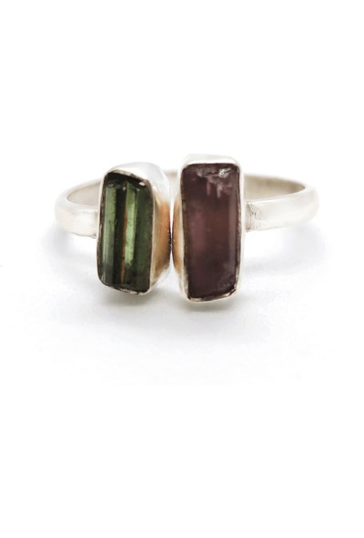 Opia Çift Turmalin Doğal Taş Gümüş Yüzük 2 Opia Çift Turmalin Doğal Taş Gümüş Yüzük 2