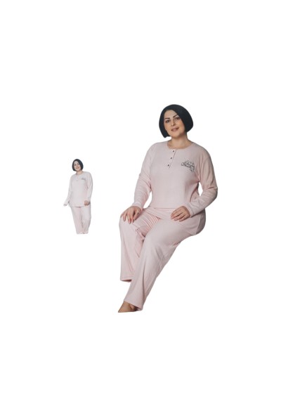 Lila Kadın Pudra Renk Nakışlı Pijama Takımı Lila Kadın Pudra Renk Nakışlı Pijama Takımı