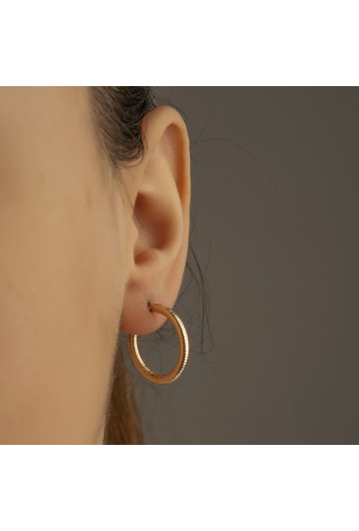 Siena 14 Ayar Küçük Boy Desenli Halka Küpe