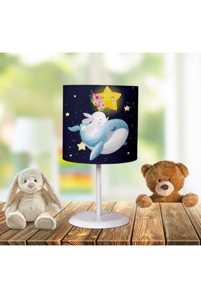 Shoppy11 Balina ve Sevimli Tavşan Çocuk Odası Abajur