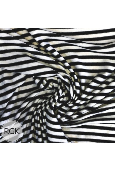 RGK Kumaş T Shirt Pijamalık Penye Kumaş Çizgili Siyah Beyaz