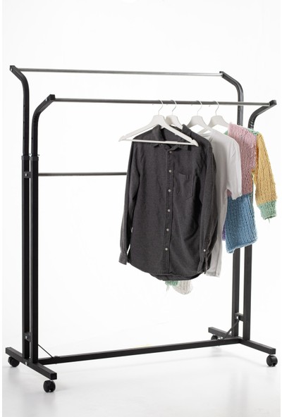 İskele Elbise Askısı Ayaklı Tekelerkli Askılık Elbise Askılığı V Ayarlı