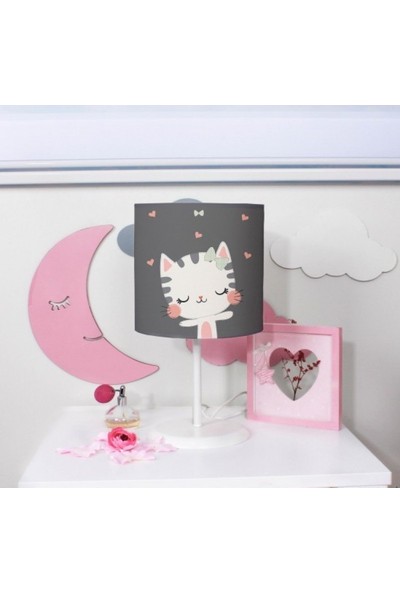 Shoppy11 Gri Kedi Çocuk Odası Abajur