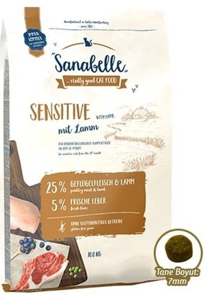 Sanabelle Sensitive Gulutensiz Kuzulu Hassas Yetişkin Kedi Maması 10 kg