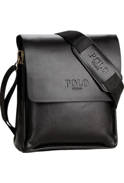 Polo Erkek Günlük Su Geçirmez Deri Omuz Çantası Siyah (Yurt Dışından)