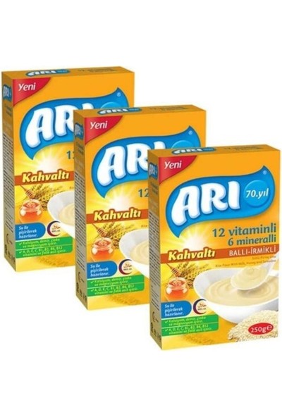 Arı Mama Ballı Irmikli Kahvaltı 12 Vitamin 6 Mineral 250 gr x 3 Adet Arı Mama Ballı Irmikli Kahvaltı 12 Vitamin 6 Mineral 250 gr x 3 Adet