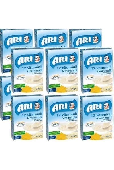 Arı Mama Arı mama 12 Vitaminli 6 Mineralli Sütlü Pirinçli 200 gr *12'li Paket Arı Mama Arı mama 12 Vitaminli 6 Mineralli Sütlü Pirinçli 200 gr *12'li Paket
