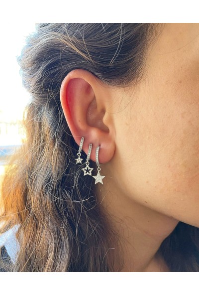 Nergis Zirkon Taşlı Yıldız Küpe