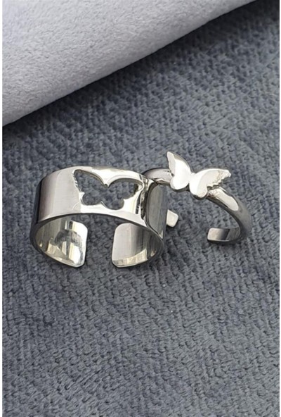 Takıconcept Kelebek Motifli Ayarlanabilir Çift Alyans Yüzük Takıconcept Kelebek Motifli Ayarlanabilir Çift Alyans Yüzük