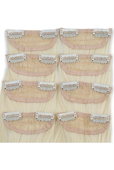 Colezium Fiber Sentetik Düz 8 Parça Çıt Çıt - Açık Platin Colezium Fiber Sentetik Düz 8 Parça Çıt Çıt - Açık Platin