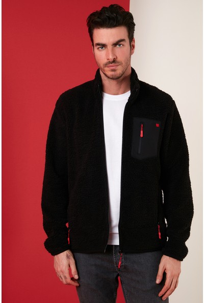 Buratti Dik Yaka Fermuarlı Cepli Polar Hırka Erkek Polar 5909001