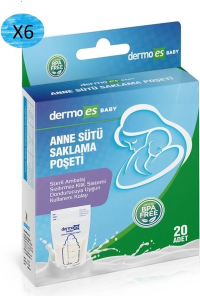 Dermoes Baby Anne Sütü Saklama Poşeti 20 Adet 6'lı Dermoes Baby Anne Sütü Saklama Poşeti 20 Adet 6'lı