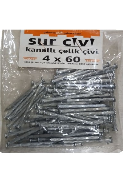Sur Çelik Sur Beton Çivisi 4*60 mm (100 Adet) Sur Çelik Sur Beton Çivisi 4*60 mm (100 Adet)