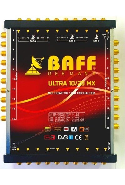BAFF GERMANY Baff 10/20 - 3uydu Girişli 20çıkışlı Uydu Santrali Multiswitch BAFF GERMANY Baff 10/20 - 3uydu Girişli 20çıkışlı Uydu Santrali Multiswitch