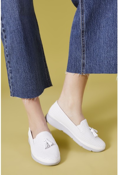 Ziya, Kadın Hakiki Deri Ayakkabı 111415 Z315002 Beyaz