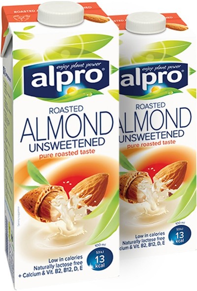 Alpro Şekersiz Badem Sütü 1 Lt x 2