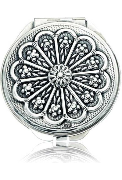 Gumush Gümüş Papatya Motifli Kapaklı El Aynası Gumush Gümüş Papatya Motifli Kapaklı El Aynası