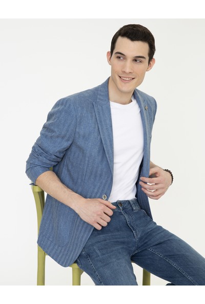 Pierre Cardin Koyu Mavi Slim Fit Ceket 50247076-VR032 Pierre Cardin Koyu Mavi Slim Fit Ceket 50247076-VR032