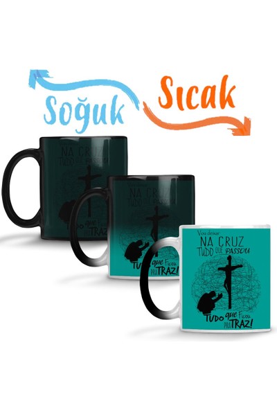 Baskı Dükkanı Vou Deixar Na Cruz Sihirli Kupa Bardak Porselen