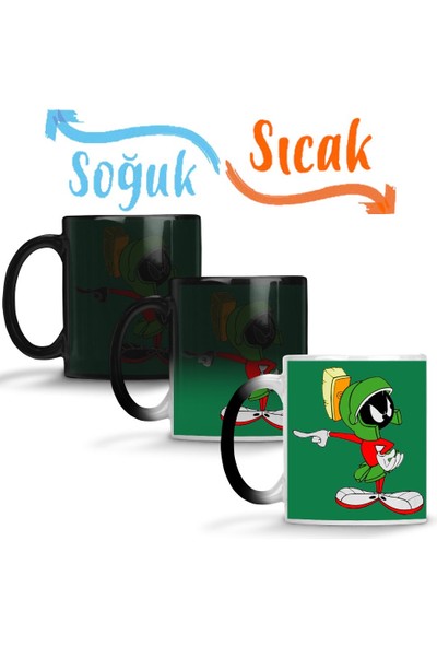 Baskı Dükkanı Looney Tunes Marvin The Martian Sihirli Kupa Bardak Porselen