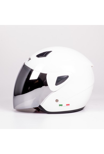 Sway Sw 706 Beyaz Yarım Kask - Aynalı Cam - S