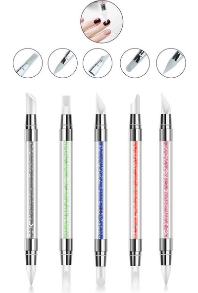 Mujgan Tırnak Süsleme Nail Art 5'li Fırça Seti Renkli Taşlı Mujgan Tırnak Süsleme Nail Art 5'li Fırça Seti Renkli Taşlı
