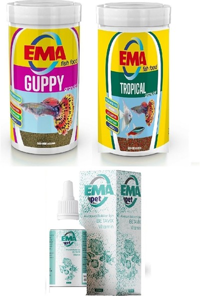 Armatürk Tropikal, Lepistes Yem, Vitamin Seti, 100 ml Guppy, 100 ml Tropical Granulat, Vitamin