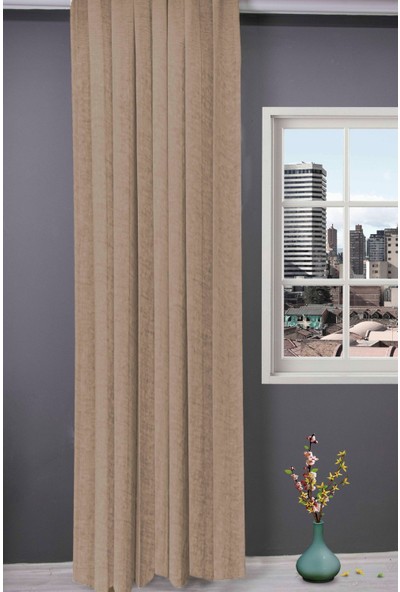 Miabella Home Keten Fon Tül Perde Tek Kanat