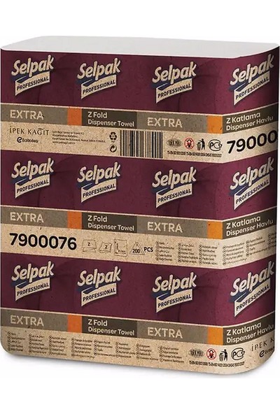 Ekol Ambalaj Selpak Professional Extra Z Katlama Dispenser Kağıt Havlu 200 Yaprak 12'li Paket Ekol Ambalaj Selpak Professional Extra Z Katlama Dispenser Kağıt Havlu 200 Yaprak 12'li Paket
