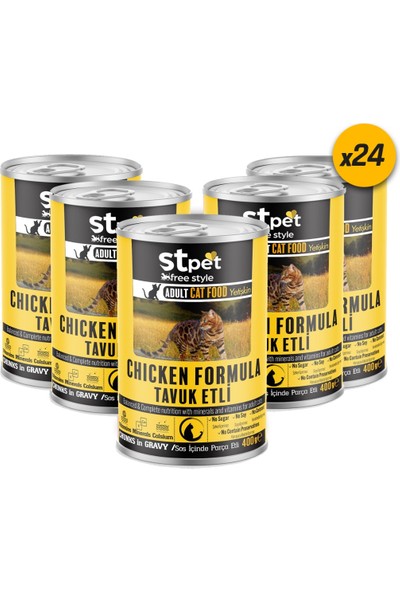 St Pet Tavuklu Yetişkin Konserve Kedi Maması 400 gr 24 Adet St Pet Tavuklu Yetişkin Konserve Kedi Maması 400 gr 24 Adet