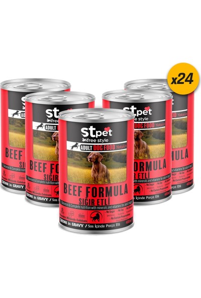St Pet Sığır Etli Yetişkin Konserve Köpek Maması 400 gr 24 Adet St Pet Sığır Etli Yetişkin Konserve Köpek Maması 400 gr 24 Adet